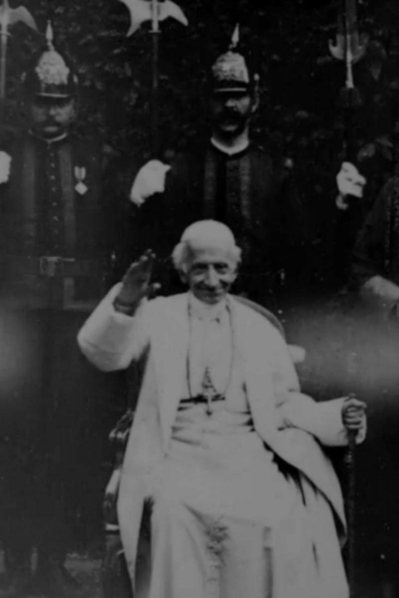 Pope Leo XIII Being Seated Bestowing Blessing Surrounded by Swiss ...